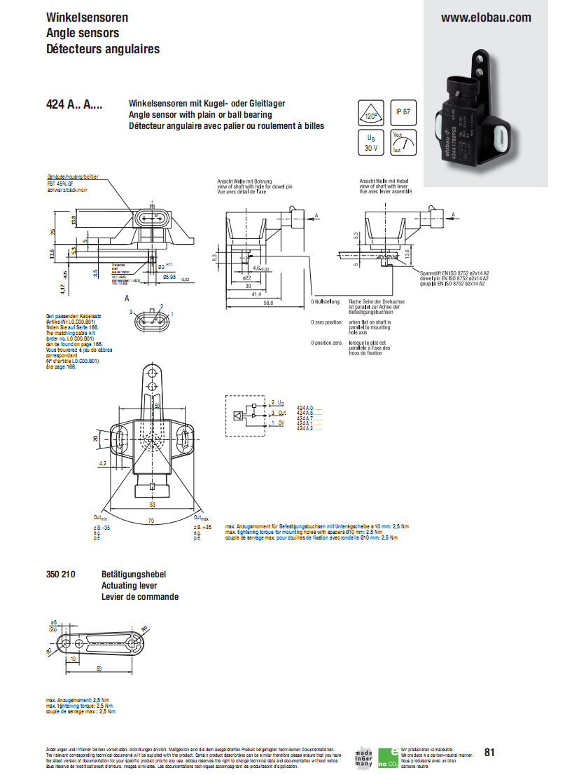 Angle sensor 424A...A..._北京英智杰科技有限公司
